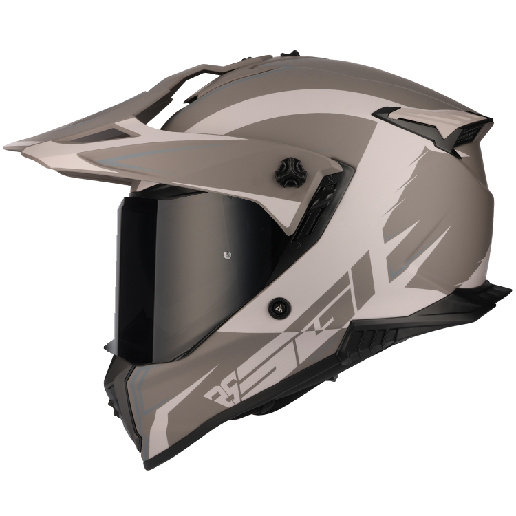 SGI Realm Ascent Sand/Gun-Metal Fibreglass Motorcycle Helmet | RSA
