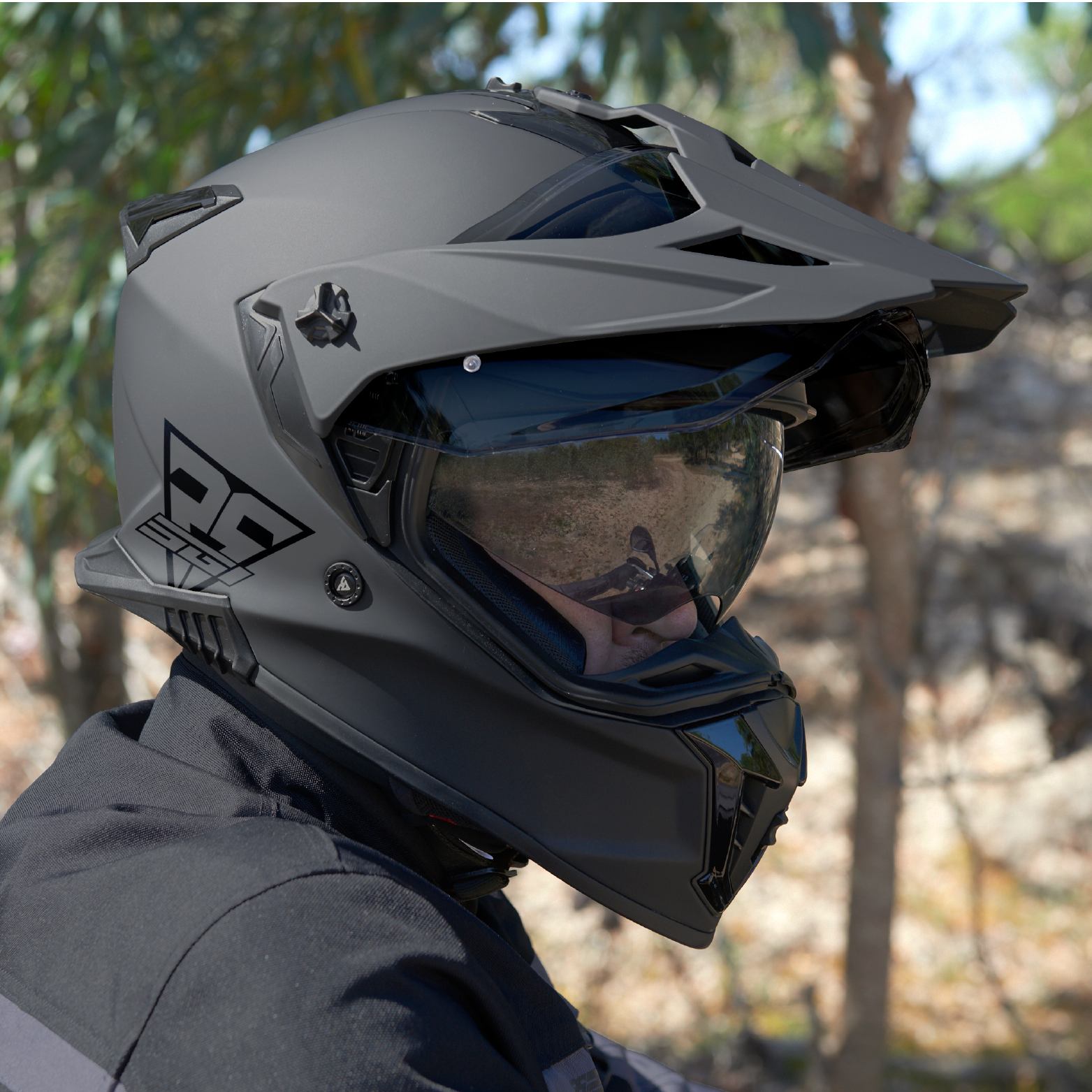 SGI Realm Matt Black Fibreglass Motorcycle Helmet | Adventure Helmets